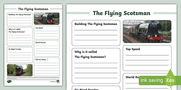 The Flying Scotsman KS1 Fact File Template (teacher made)