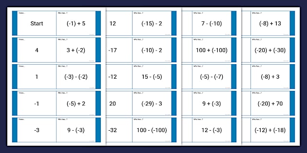 Adding And Subtracting Negative Numbers Loop Cards - Twinkl