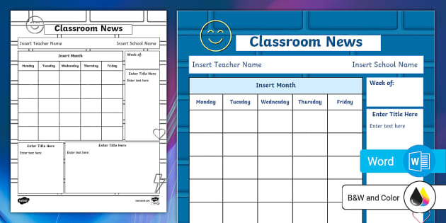 Back to School Neon Welcome Back! Editable Newsletter