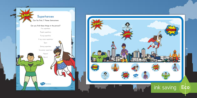 Superheroes Can You Find? Picture Activity (teacher made)