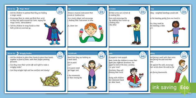 Fine Motor Skills Wrist Strength Warm-Up Cards - Twinkl