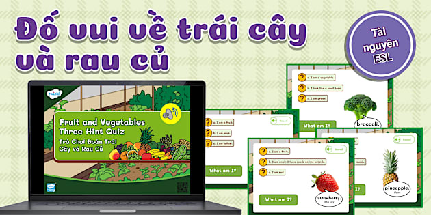 Trò Chơi ESL Đoán Tên Trái Cây và Rau Củ | Fruit and Vegetables Three ...