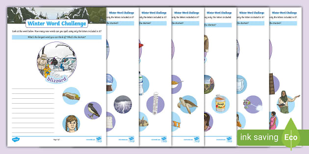 ESL Winter Word Challenge Worksheets | Anagrams | Twinkl