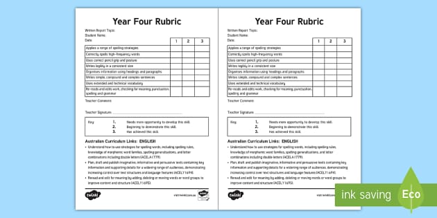 Written Report Rubric Year Four (Hecho por educadores)