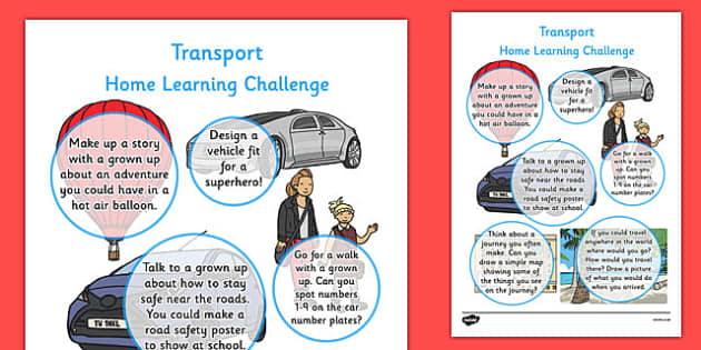 Transport Themed Home Learning Challenges Reception FS2