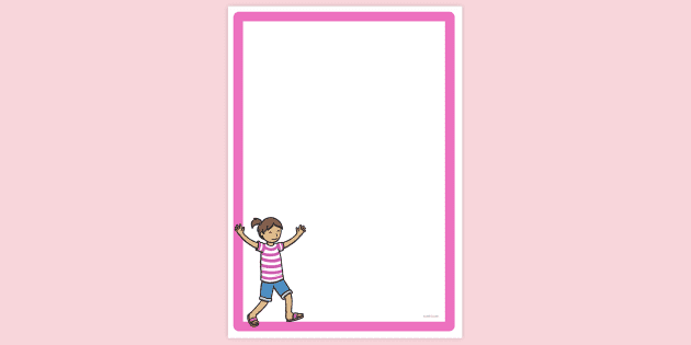 FREE! - Simple Blank Girl Running in Summer Clothes Page Border