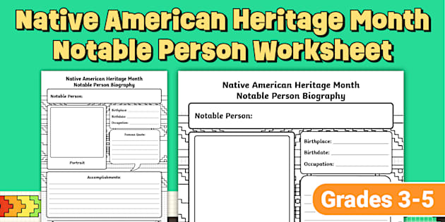 Native American Heritage Month Notable Person Worksheet