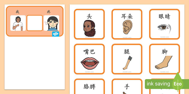 *Singapore Mandarin version My ____ Hurts Visual Support*