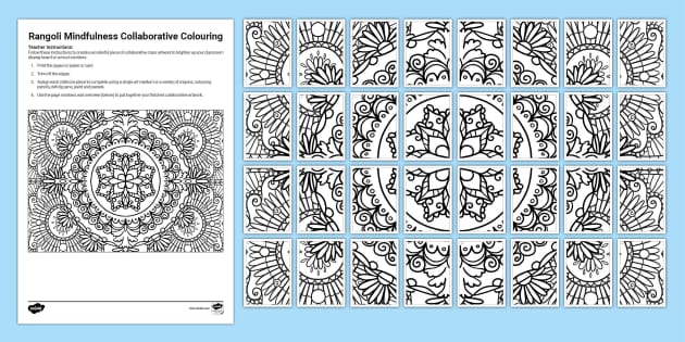 Rangoli Mindfulness Collaborative Colouring Activity