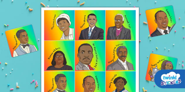 Black History Important People Rainbow Background Stickers