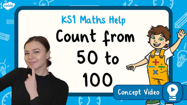 FREE! - 👉 Count from 50 to 100 | KS1 Maths Concept Video