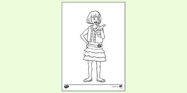 Child Girl Stood Talking Colouring | Colouring Sheets