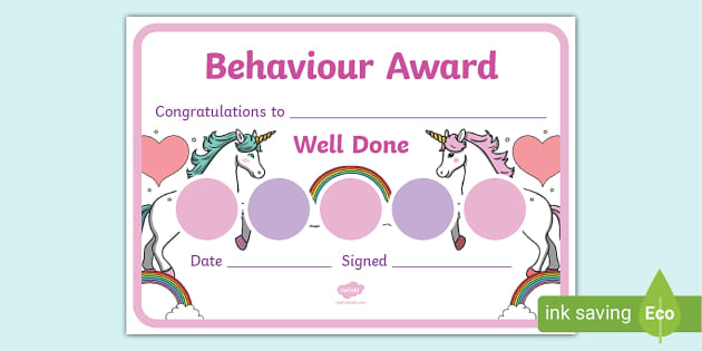 Unicorn Sticker Reward Certificate (teacher made) - Twinkl