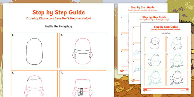 Don't Hog the Hedge! Step-By-Step Drawing Characters Worksheet / Worksheets