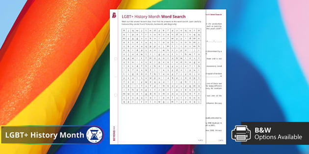 LGBT+ History Month Word Search | Events | Beyond RSE