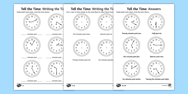 5 Minute Intervals Worksheets Primary Resources