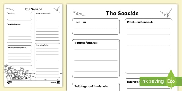* NEW * Seaside Fact File Template (teacher made)