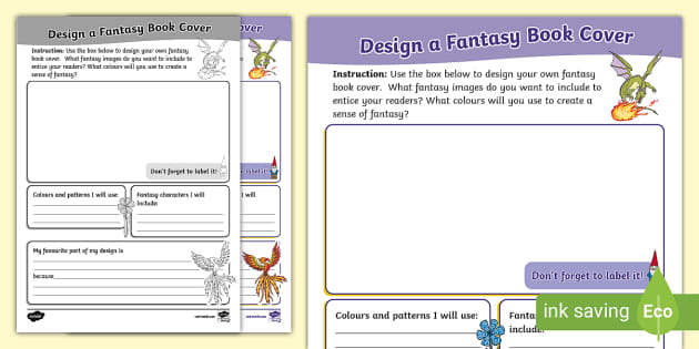 Design a Fantasy Book Cover Worksheet (Hecho por educadores)