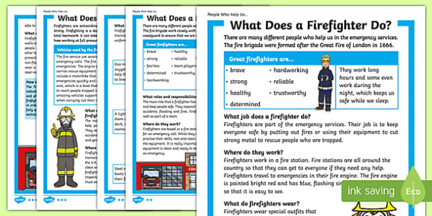 What Does A Firefighter Do? Differentiated Fact File