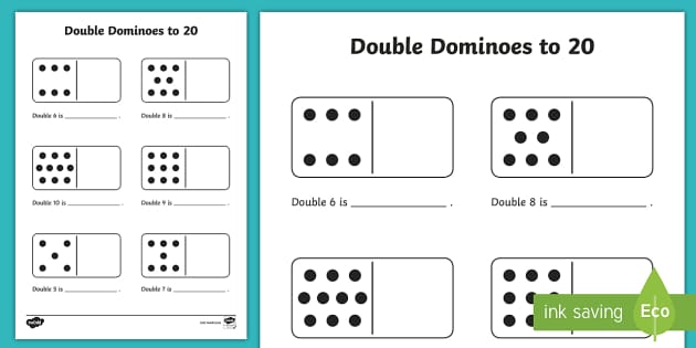Double Dominoes To 20 Worksheet teacher Made 