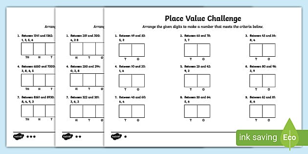 Place Value Challenge Differentiated Worksheet - Twinkl