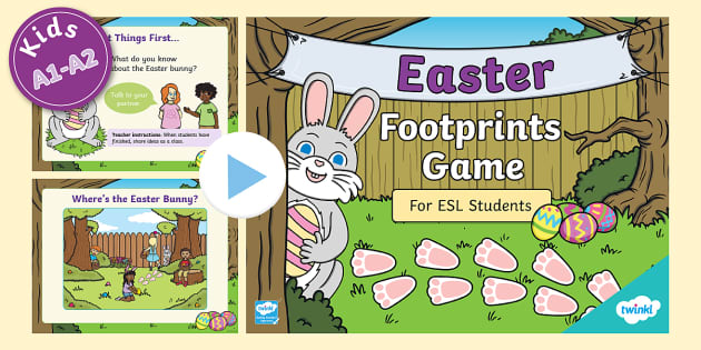 ESL Easter Footprints Game [Kids, A1-A2] (teacher made)