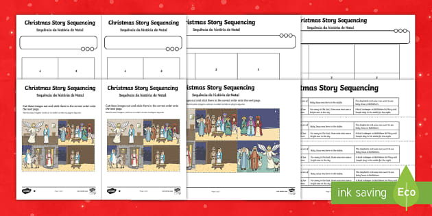 Christmas Story Sequencing English/Portuguese - Twinkl