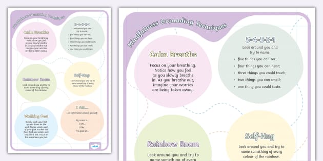 Mindfulness Grounding Techniques Display Poster - Twinkl