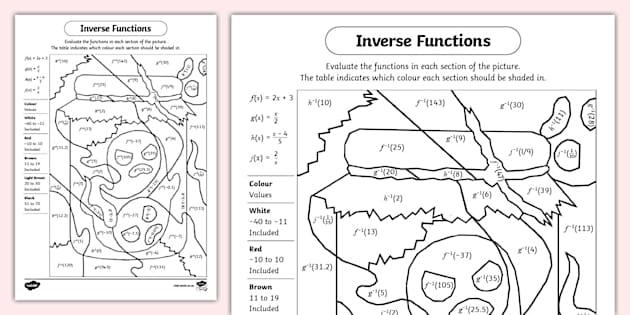 Inverse Functions Activity: Color by Numbers (teacher made)