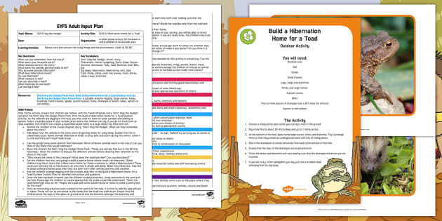 Build a Hibernation Home for a Toad Adult Input Plan and Resource Pack