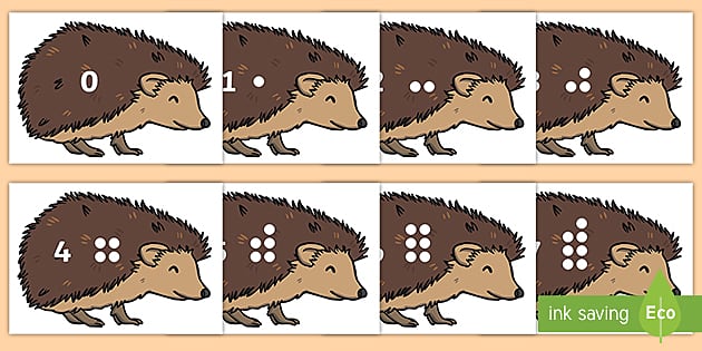 Hedgehog-Themed Number Recognition 0 to 31 Cut-Outs - Twinkl