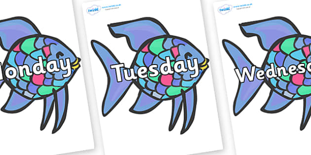 FREE! - Days of the Week on Rainbow Fish to Support Teaching on The Rainbow