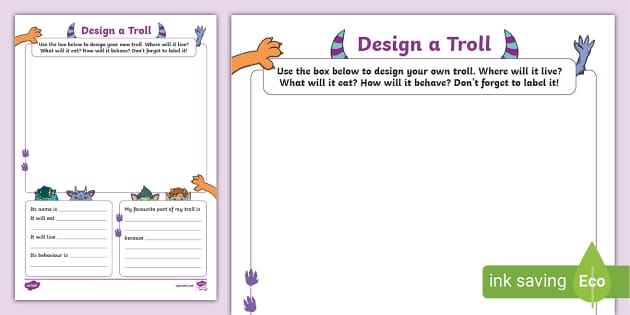 Design a Troll Worksheet (teacher made) - Twinkl