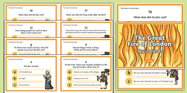 The Great Fire of London Quiz Cards (teacher made)