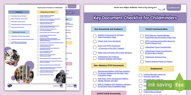 Childminding Rules and Regulations Checklist - Twinkl