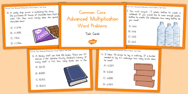 Common Core Advanced Multiplication Word Problem Task Cards