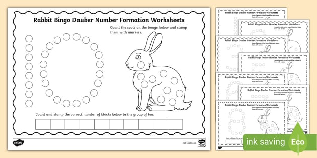 Rabbit Bingo Dauber Number Formation Worksheets - Twinkl