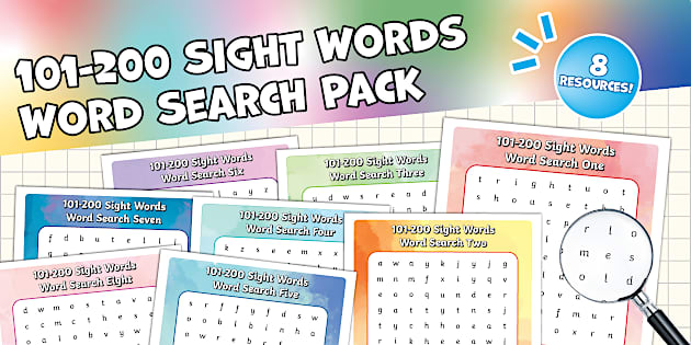 101-200 Sight Words Word Search Pack ∣ F-2 Literacy