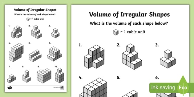 Volume Of Irregular Shapes Using Cubes Activity Sheet