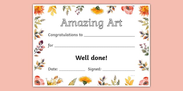 Wildflower Botanical Themed Art Certificate (teacher made)