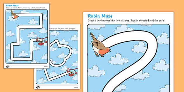Robin Themed Pencil Control Path Worksheet - Twinkl