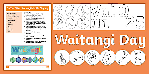 Easy Waitangi Day art & craft mobile display activity.