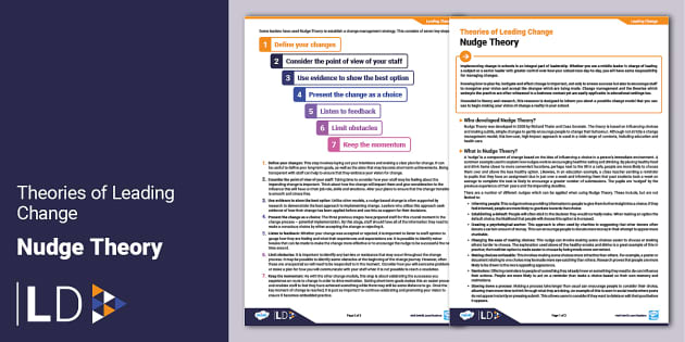 Theories of Leading Change: Nudge Theory (teacher made)