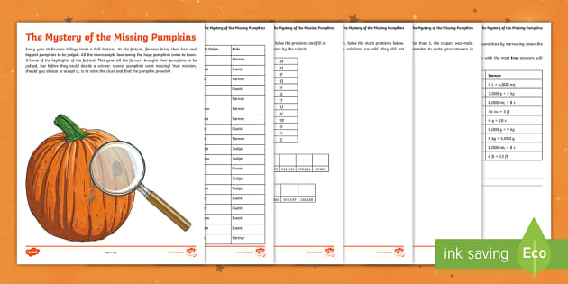 The Mystery of the Missing Pumpkins Math Project