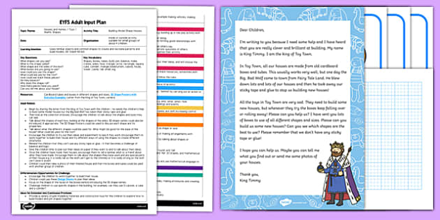 EYFS Building Model Shape Houses Adult Input Plan and Resource Pack