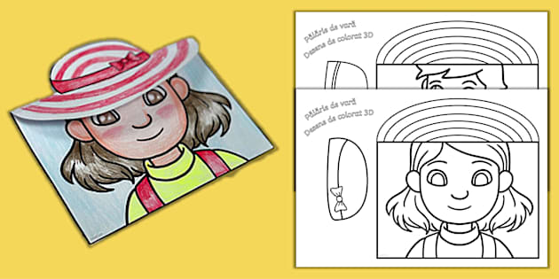 Pălărie de vară – Desene de colorat 3D - Twinkl