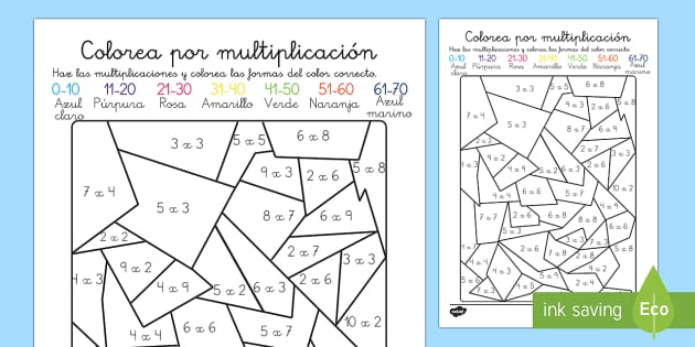 Colorea por multiplicación Ficha de actividad