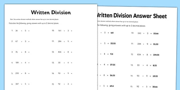 Dividing Decimals Worksheet Teacher Made Resource