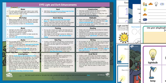 EYFS Light and Dark Enhancement Ideas and Resources Pack