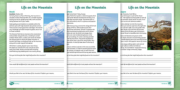 Life on the Mountain KS2 Writing Activity (teacher made)